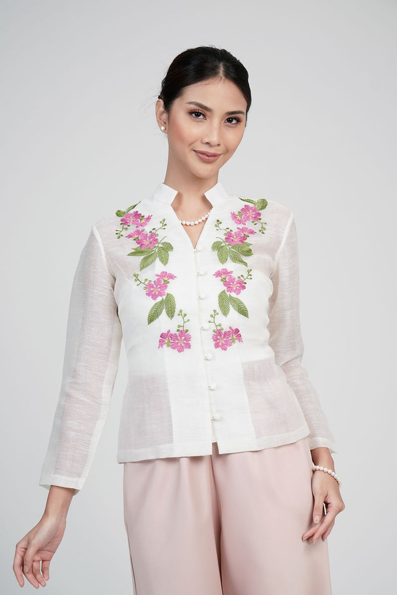 Women's Linen Silk Banaba Embroidered Barong | Kultura Filipino ...
