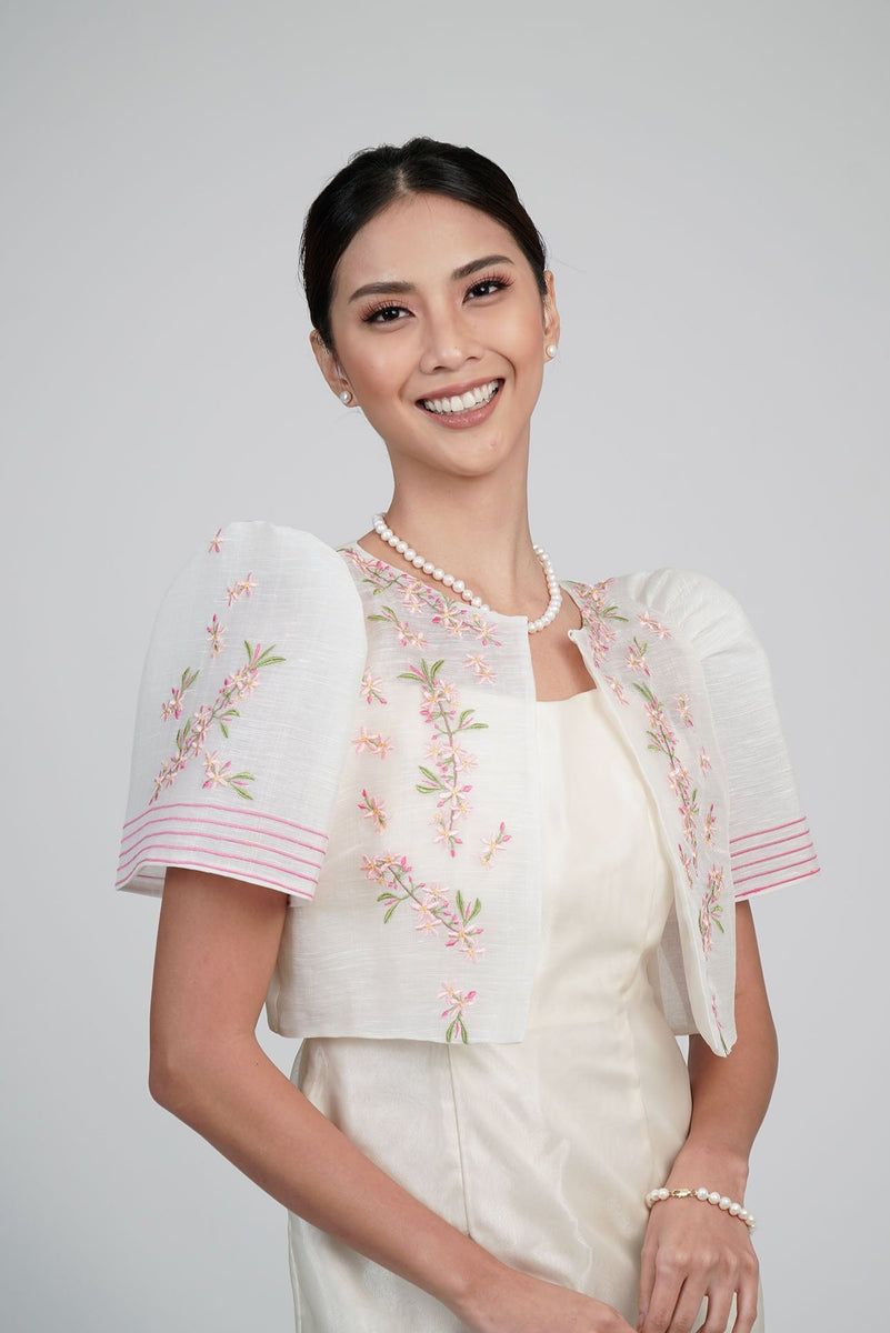 Women's Linen Silk Salinggogon Embroidered Filipiñiana Bolero | Kultura ...