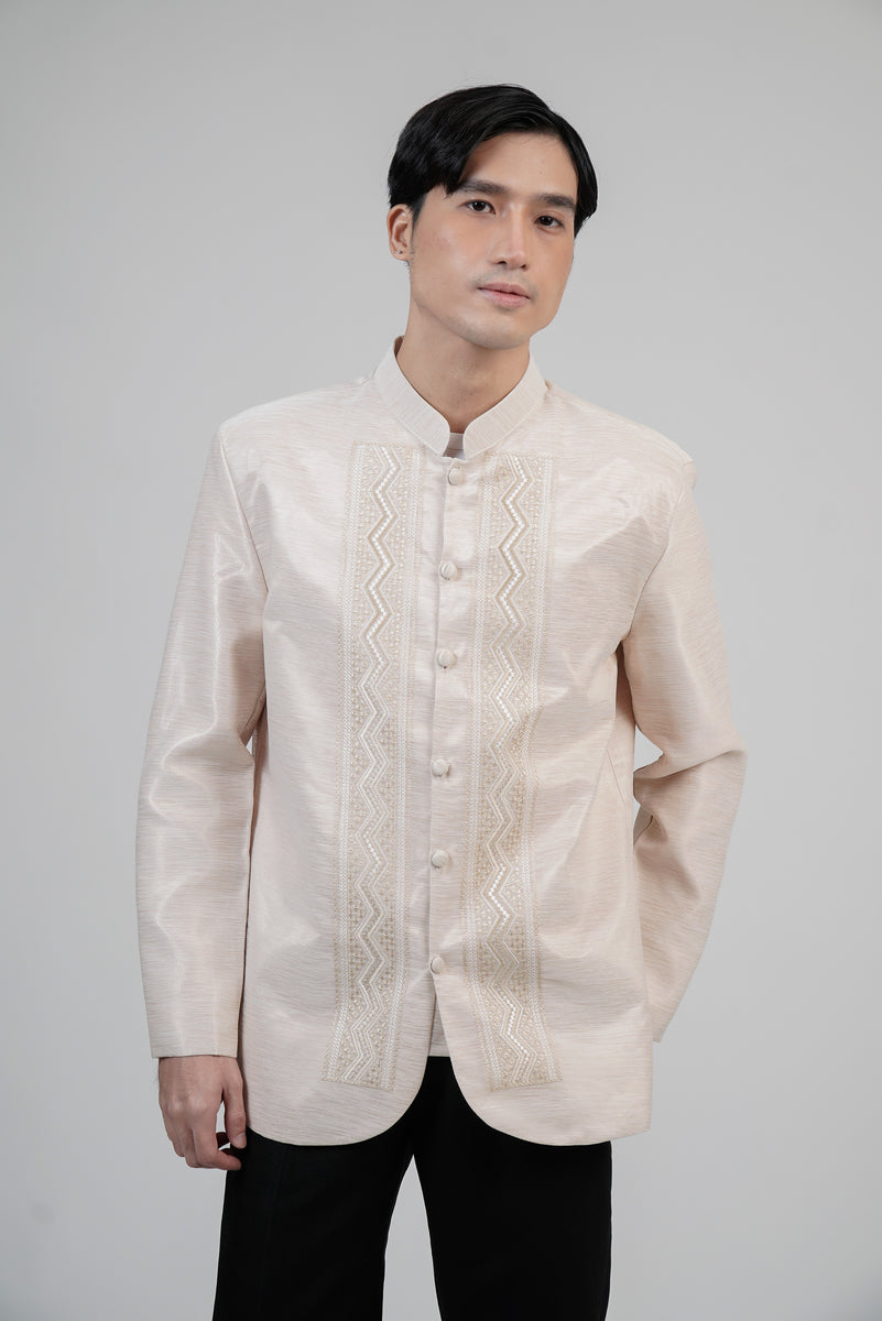 Men's Piña Jusilin Coat Barong in Natural | Kultura Filipino – Kultura ...