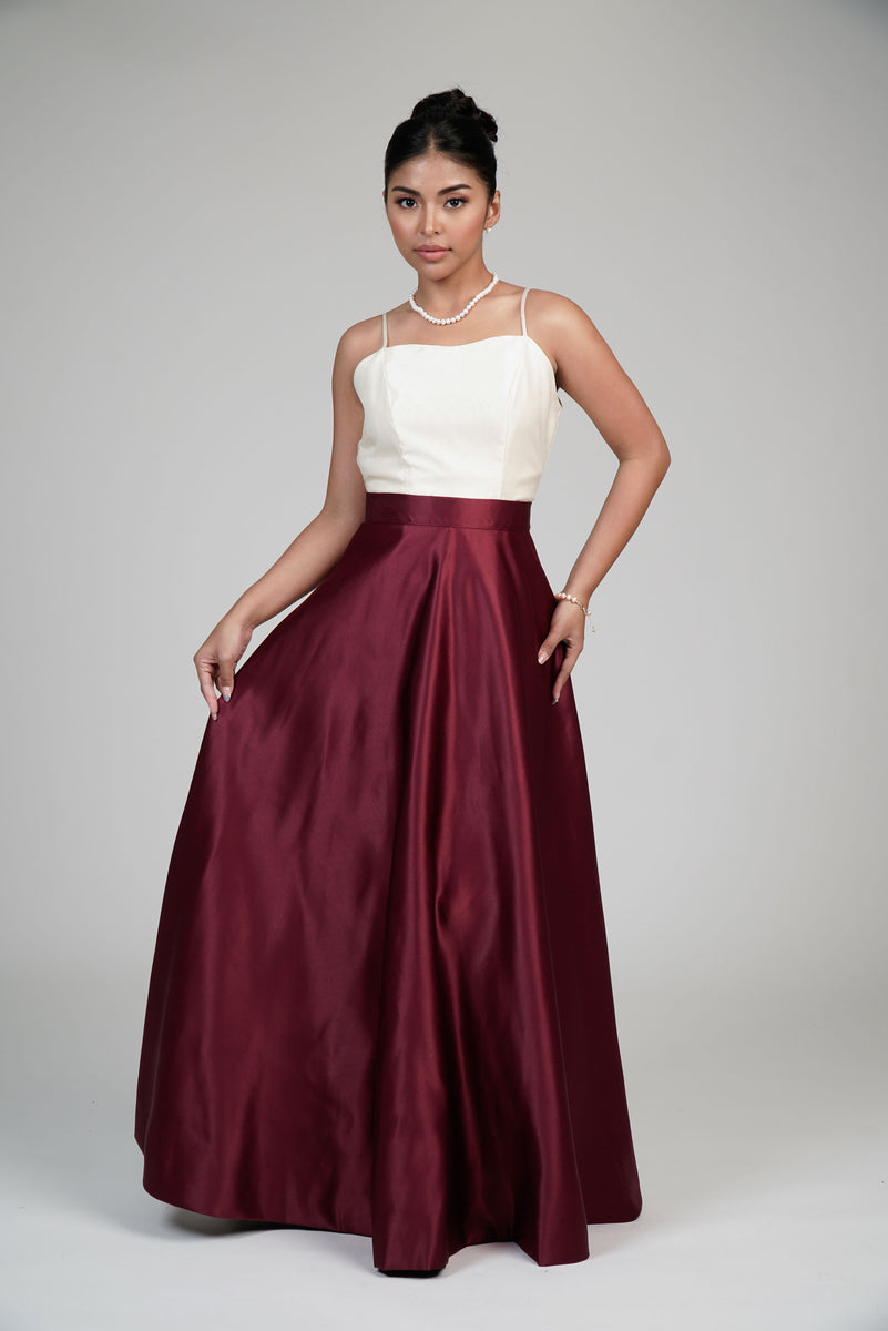 Women's Traditional Umbrella Satin Skirt in Maroon – Kultura Filipino ...