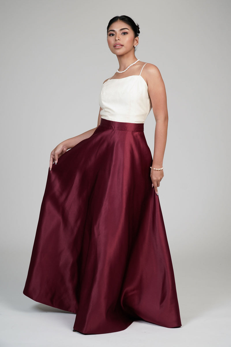 Women's Traditional Umbrella Satin Skirt in Maroon – Kultura Filipino ...