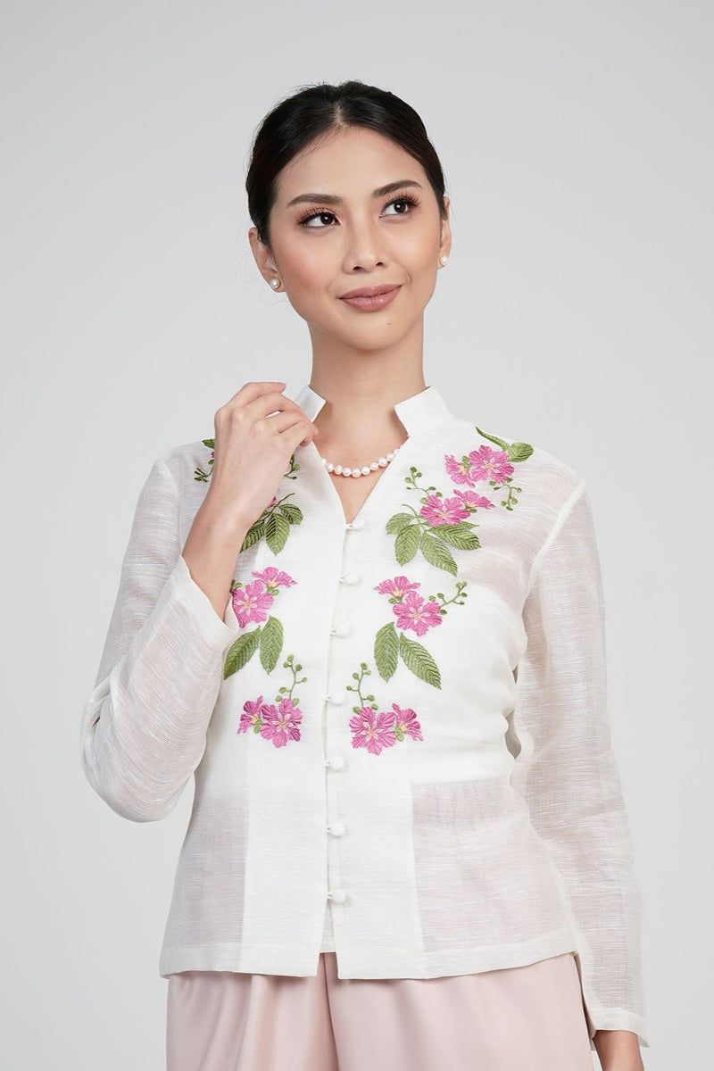 Women's Linen Silk Banaba Embroidered Barong | Kultura Filipino ...