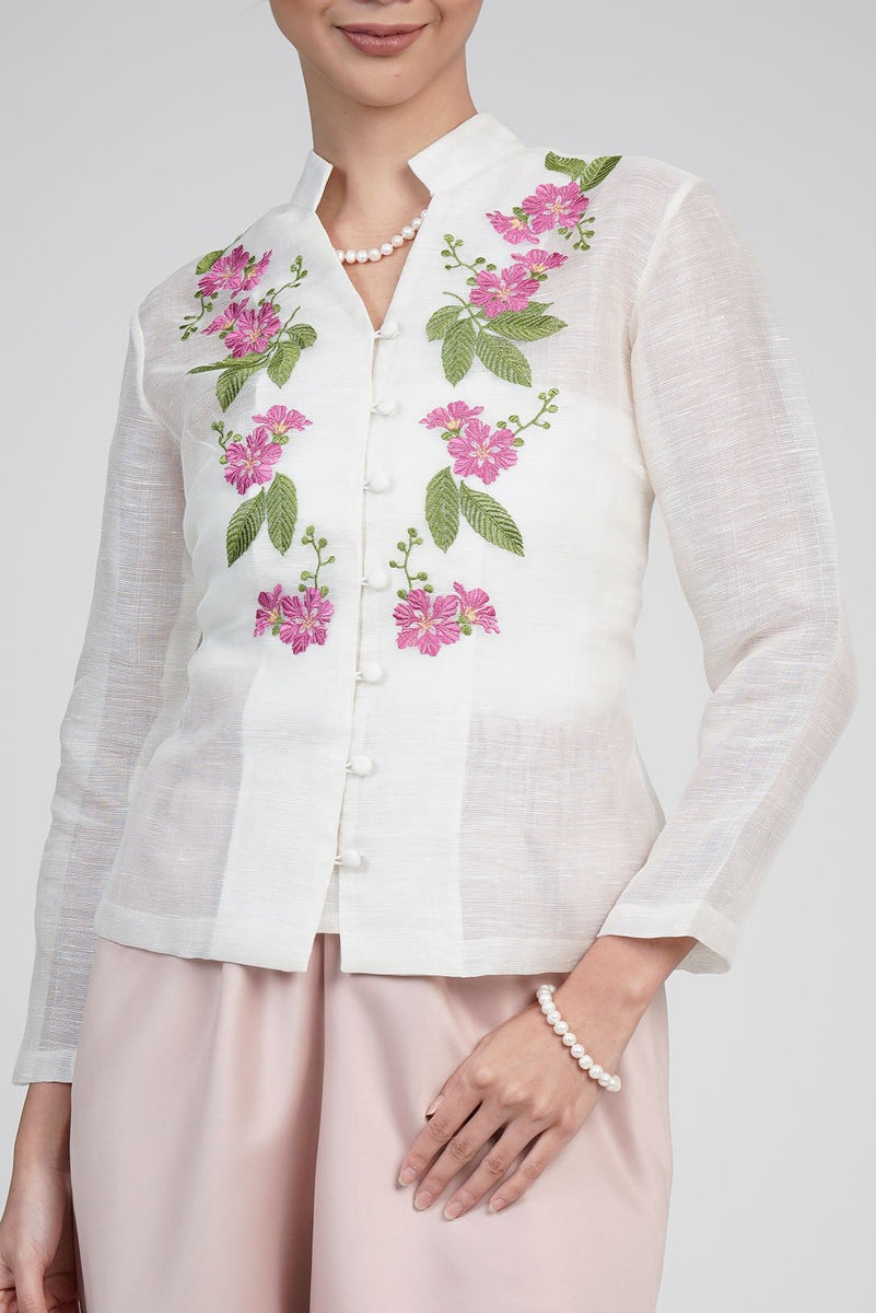 Women's Linen Silk Banaba Embroidered Barong | Kultura Filipino ...