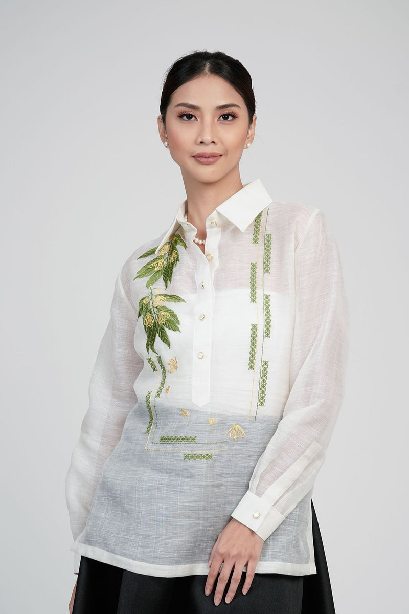 Women's Linen Silk Ylang Ylang Embroidered Barong | Kultura Filipino ...