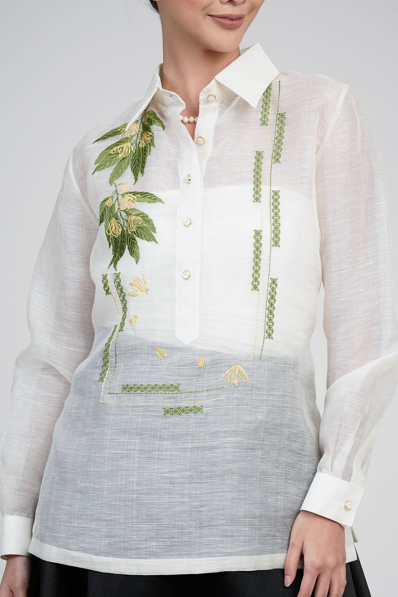 Women's Linen Silk Ylang Ylang Embroidered Barong | Kultura Filipino ...