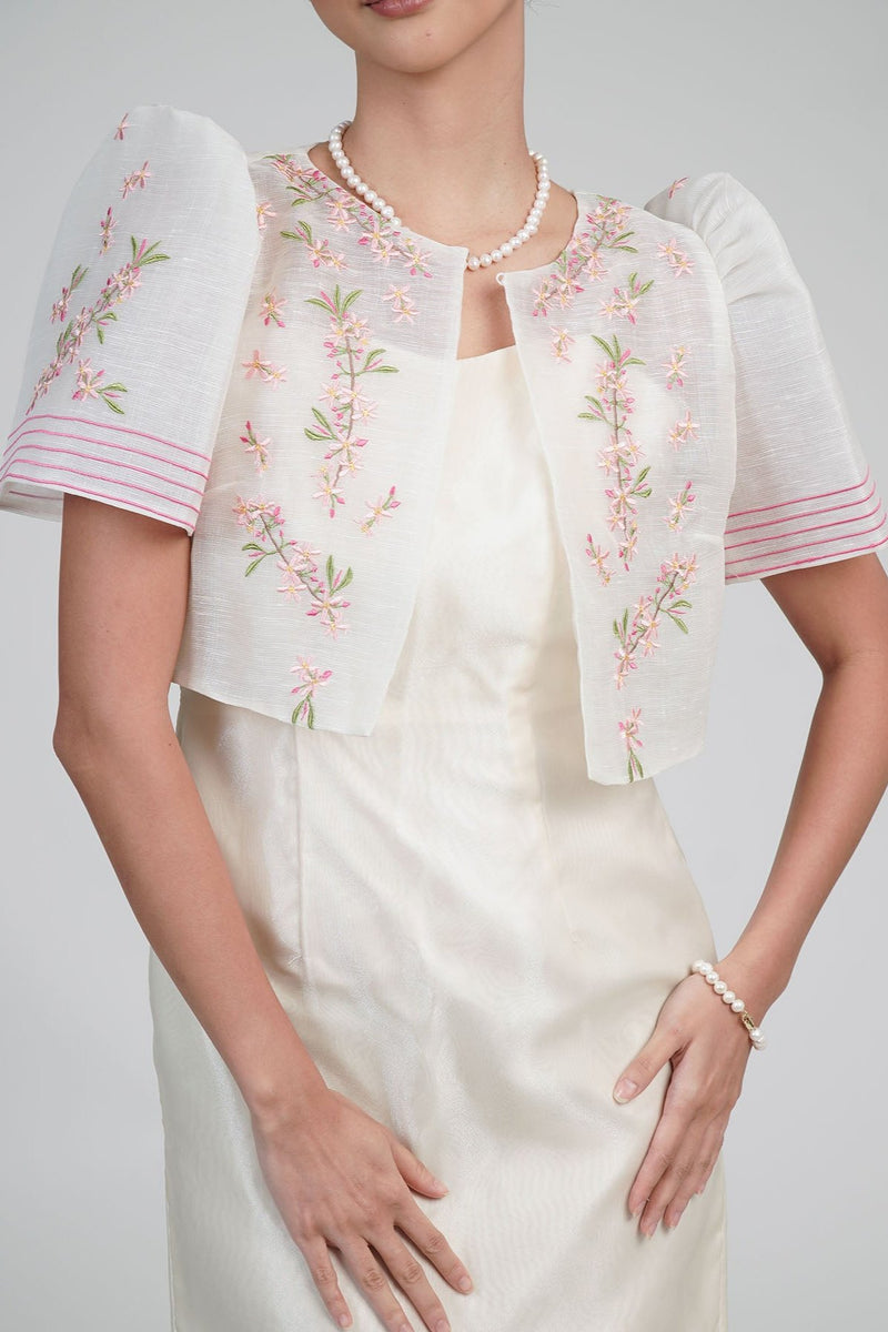 Women's Linen Silk Salinggogon Embroidered Filipiñiana Bolero | Kultura ...