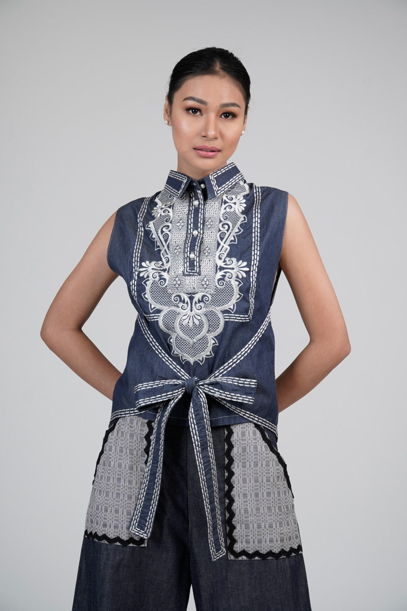 Women's Denim Blouse | Kultura Filipino – Kultura Filipino | Support Local