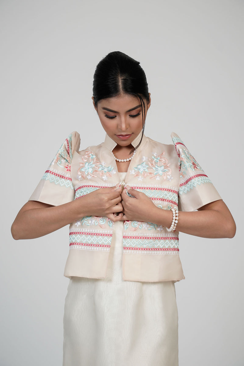 Women's Filipiniana Piña Jusi Bolero in Beige | Kultura Filipino ...