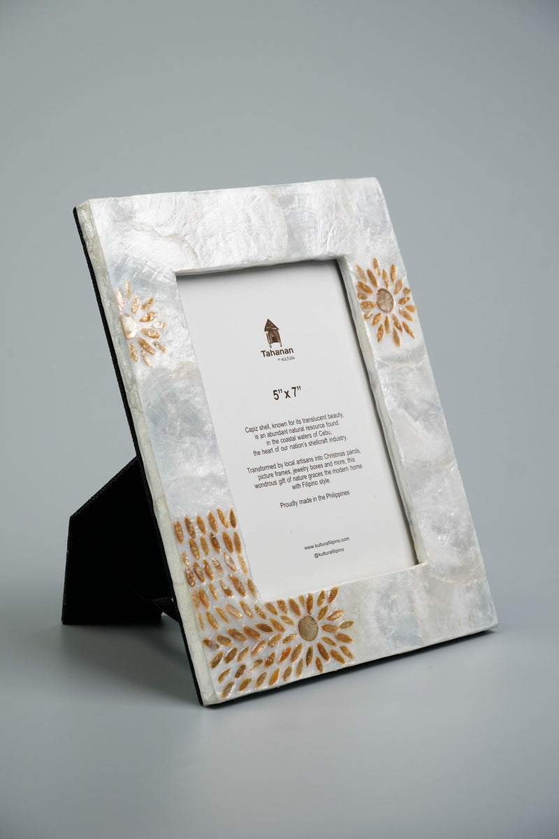 Capiz Picture Frame with Sunburst Design, White, 5x7 – Kultura Filipino ...