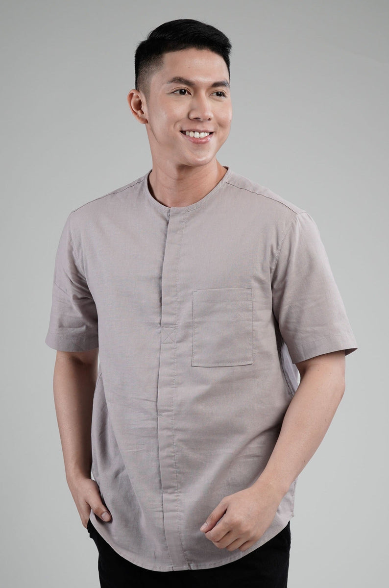 Shop Short Sleeves Linen Half-Button Top for Men | Kultura Filipino ...