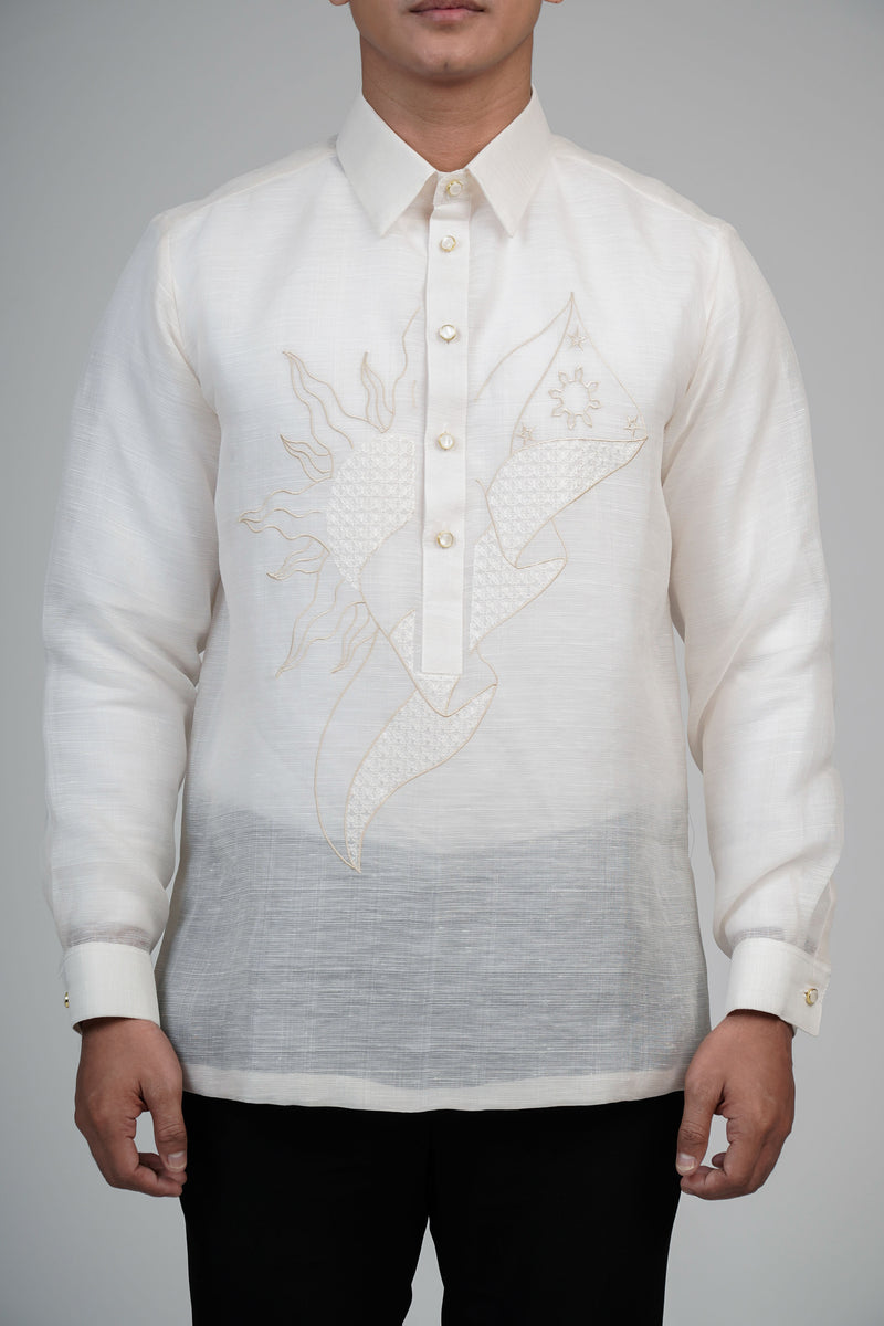 Men's Embroidered Ginoo Barong in Linen Silk – Kultura Filipino ...