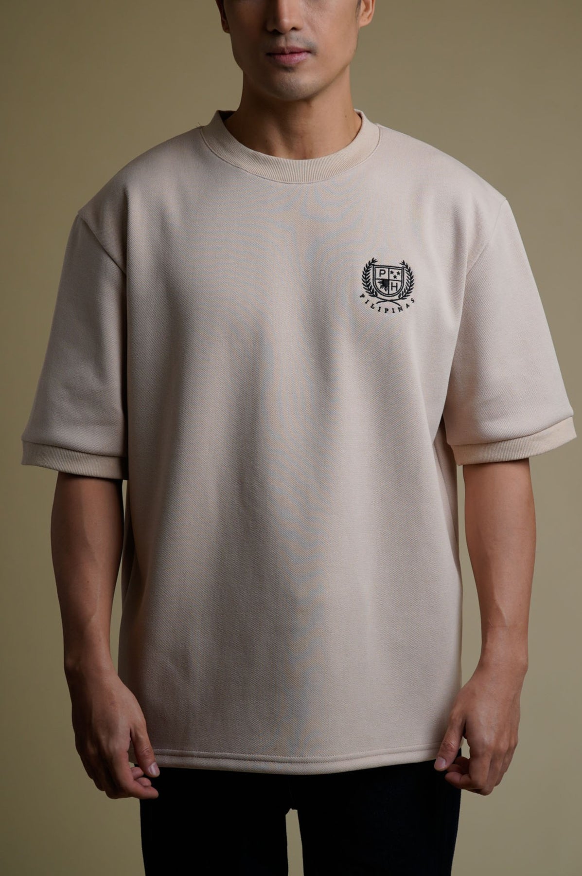 Athleisure Knitted T-shirt in Beige – Kultura Filipino | Support Local