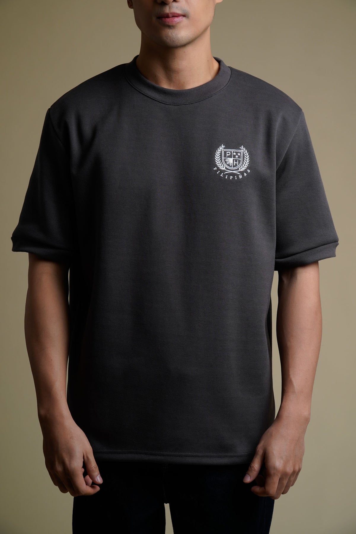 Athleisure Knitted T-shirt in Gray – Kultura Filipino | Support Local