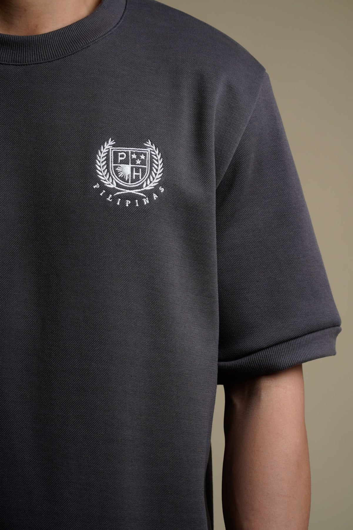 Athleisure Knitted T-shirt in Gray – Kultura Filipino | Support Local