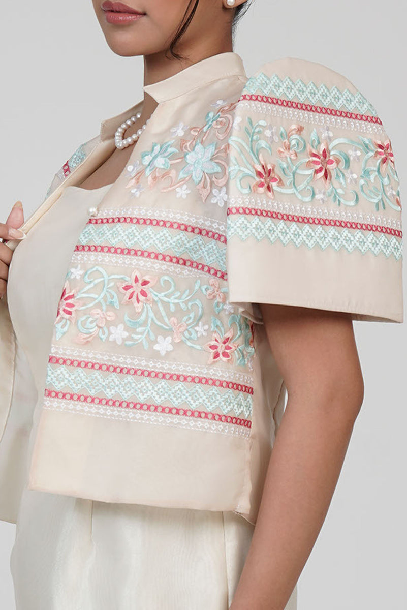 Women's Filipiniana Piña Jusi Bolero in Beige | Kultura Filipino ...