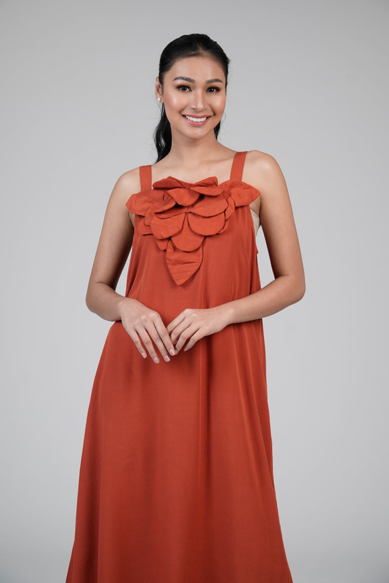 Women's Maxi Dress with Big Flower on Top in Rust – Kultura Filipino ...