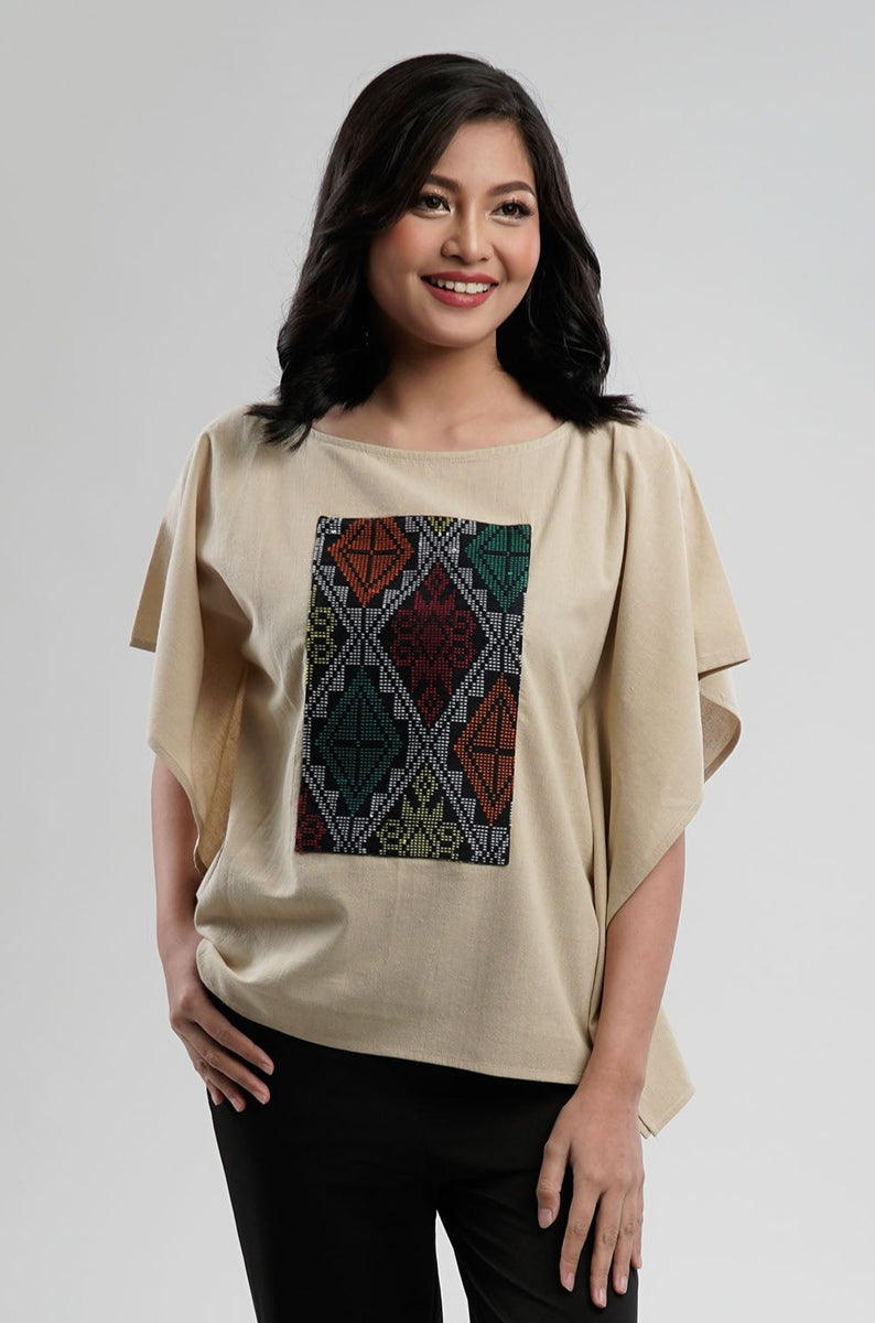 Buy Women's Khaki Handwoven Cotton Blouse | Kultura Filipino – Kultura ...